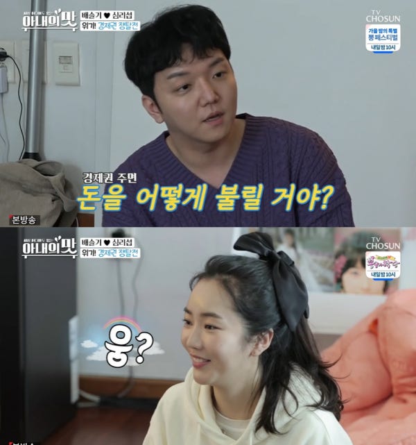 남편 심리섭에게 경제 개념 없다고 욕먹는 배슬기 상황