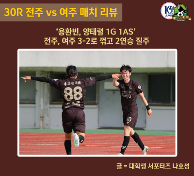 '용환빈, 양태렬 1G 1AS' 전주,여주 3-2로 꺾고 2연승 질주 : 네이버 포스트